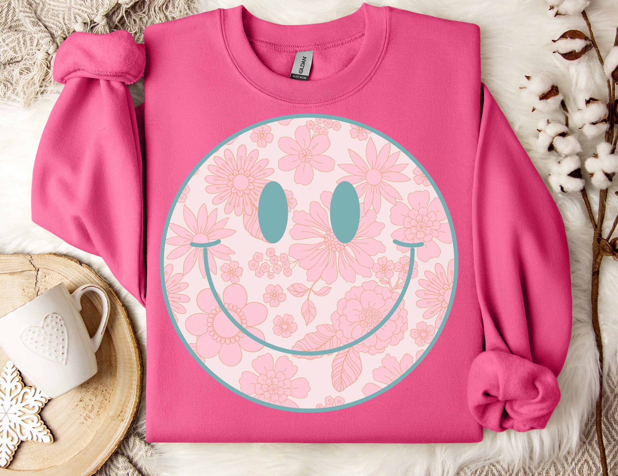 Retro Flower Smiley Face Floral Smile Face PNG Boho Retro Daisy Happy ...