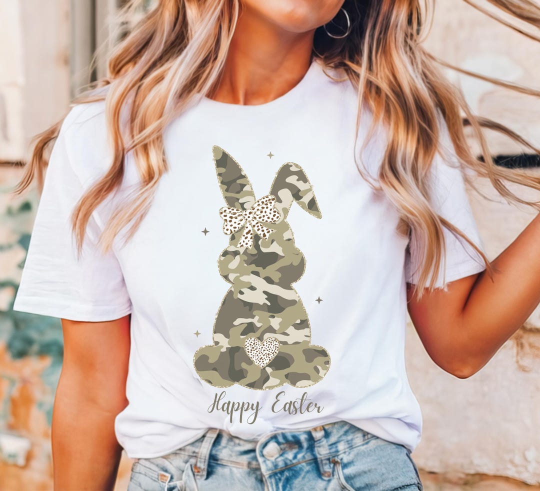 Coquette Camo Easter Bunny PNG Coquette Easter Mama Png Camouflage Easter Rabbit Png Retro ...