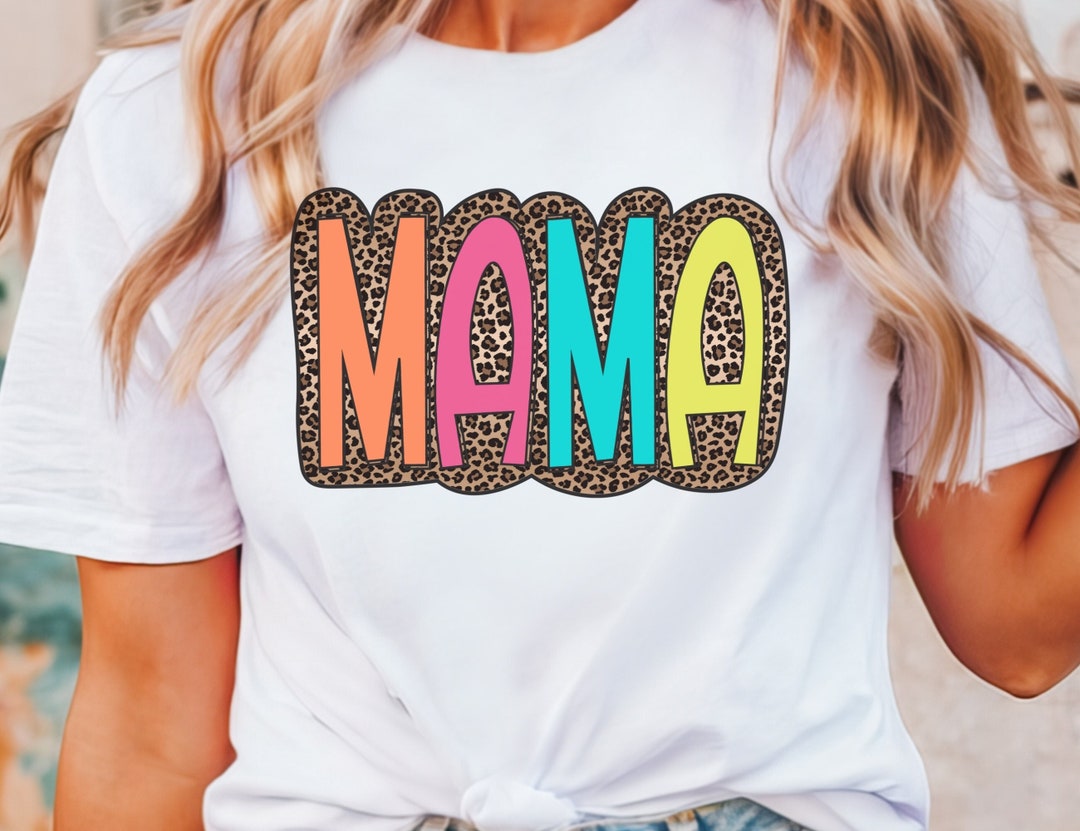 MAMA Leopard PNG Doodle Cheetah Print With Bright Colors Trendy Animal ...