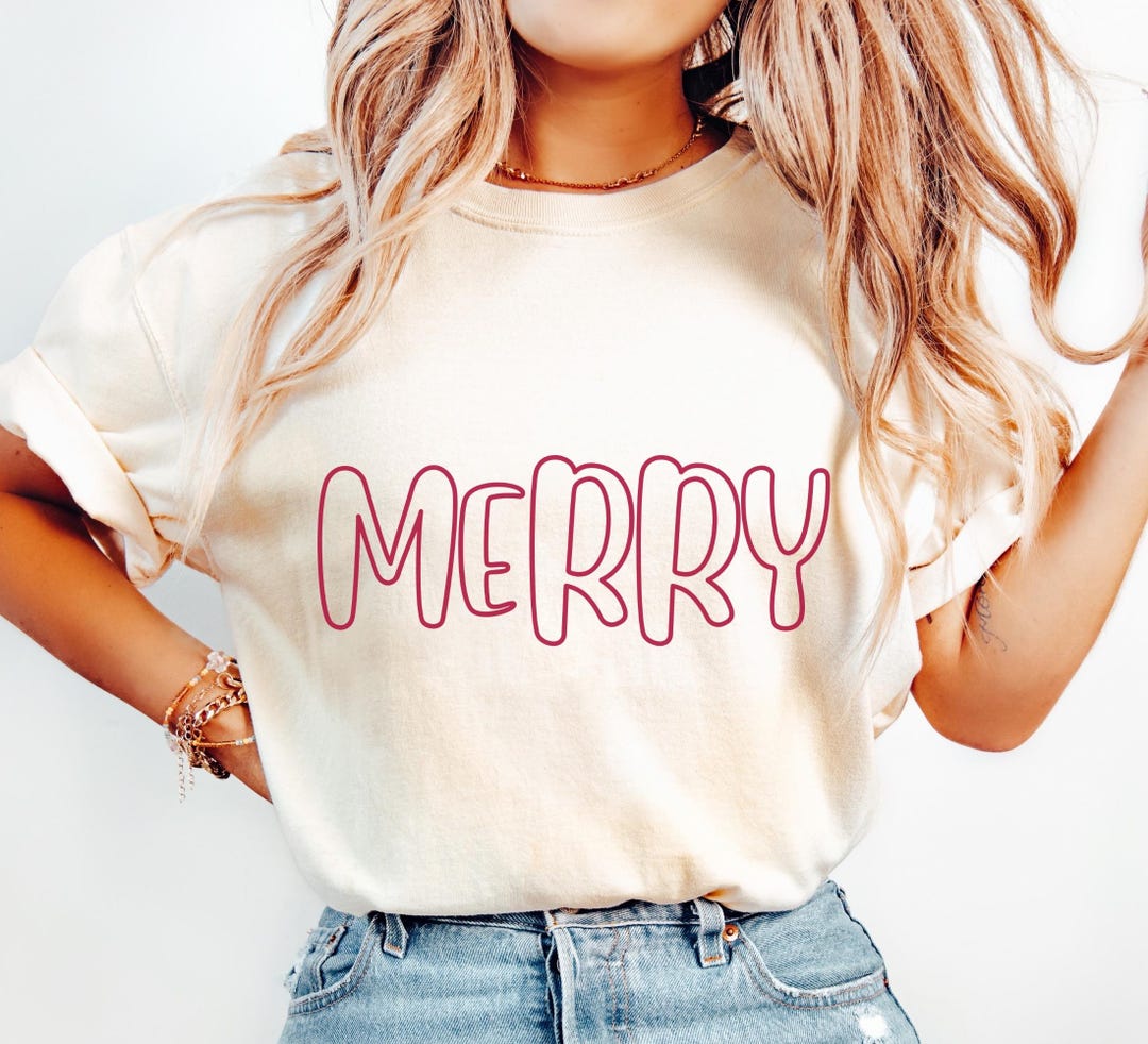 Merry Png Whimsical Doodle Style Christmas Shirt Design (digital Image ...