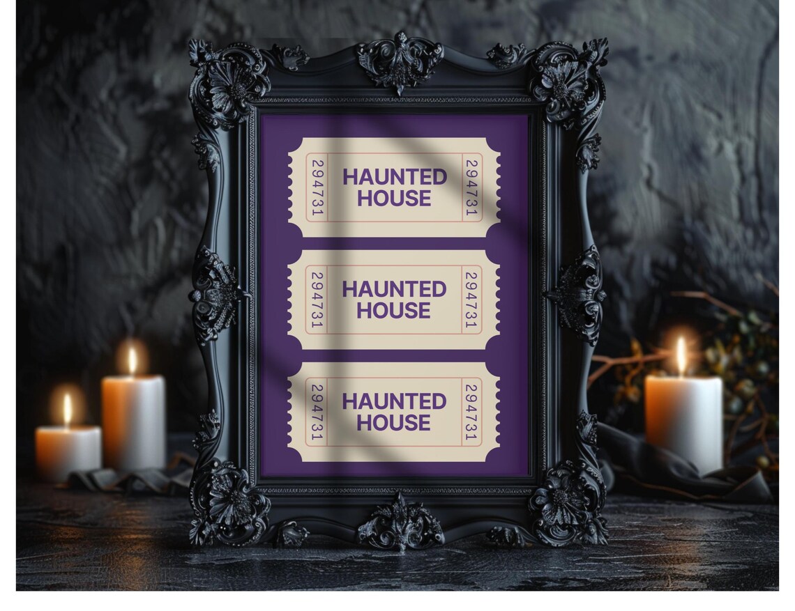 Halloween Print Haunted House Ticket Poster Halloween Party Decor ...