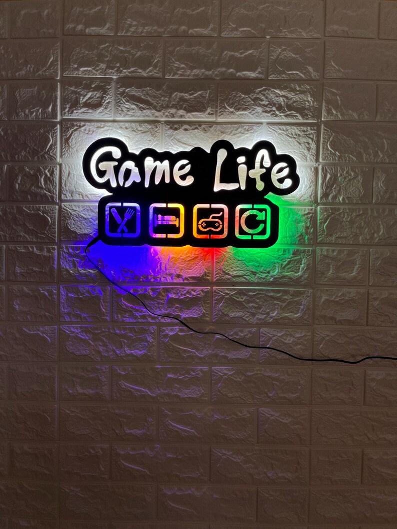 Gamer Lighted Wood Decor, Gamer Wall Sign, Gamer Room Wall Sign, Gamer ...