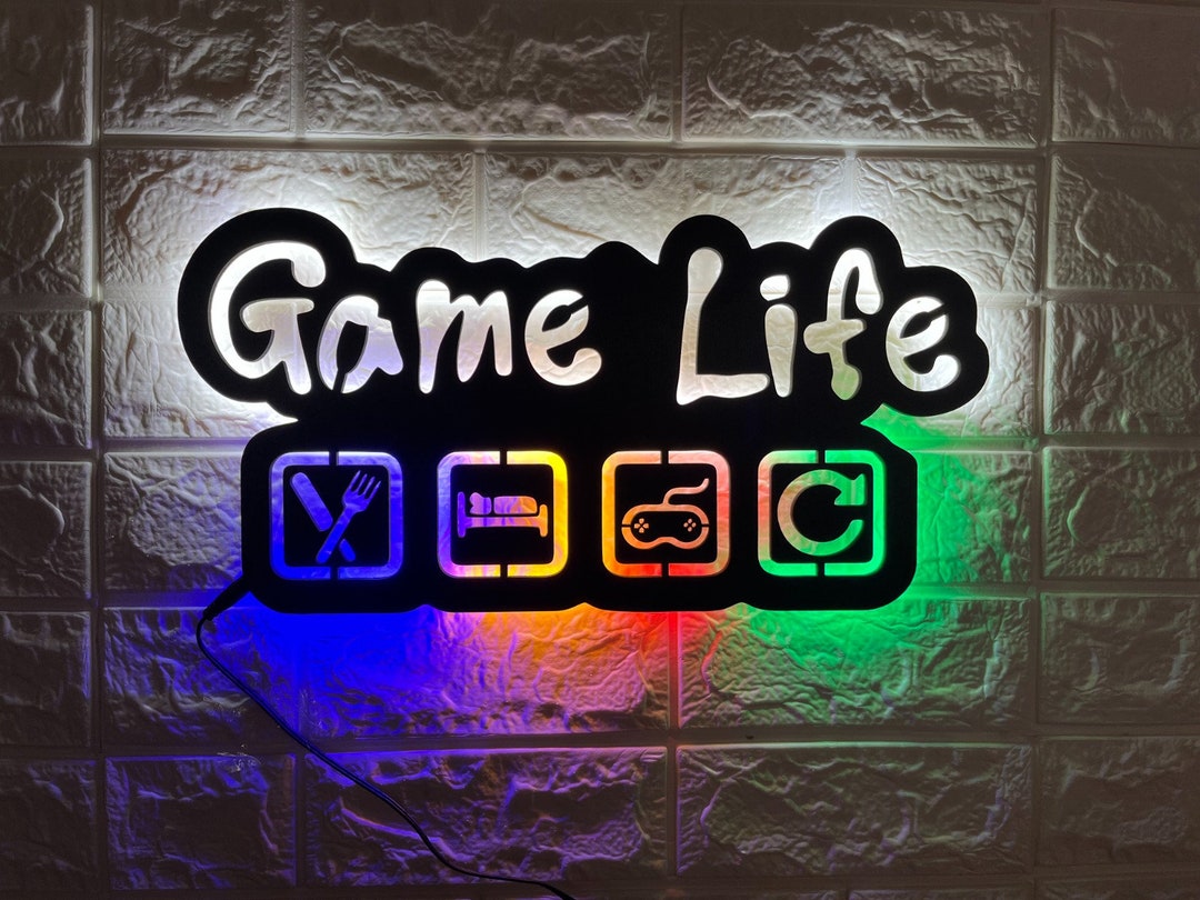 Gamer Lighted Wood Decor, Gamer Wall Sign, Gamer Room Wall Sign, Gamer ...