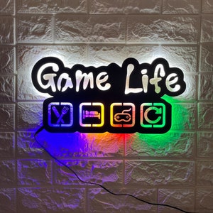 Gamer Lighted Wood Decor, Gamer Wall Sign, Gamer Room Wall Sign, Gamer ...