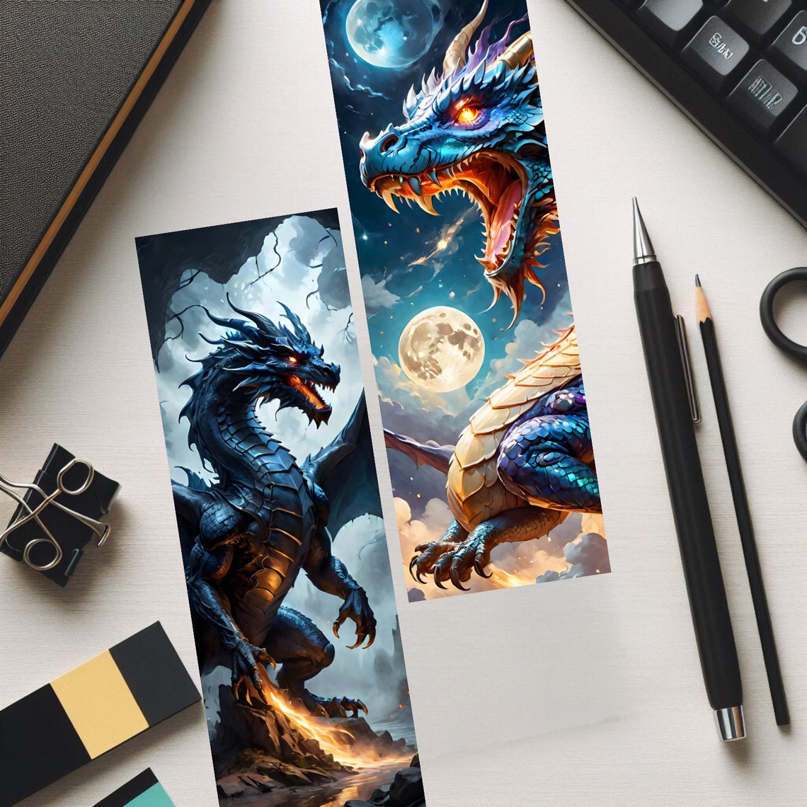 20 Fantasy Dragon Bookmark Designs, Printable Bookmarks Digital ...