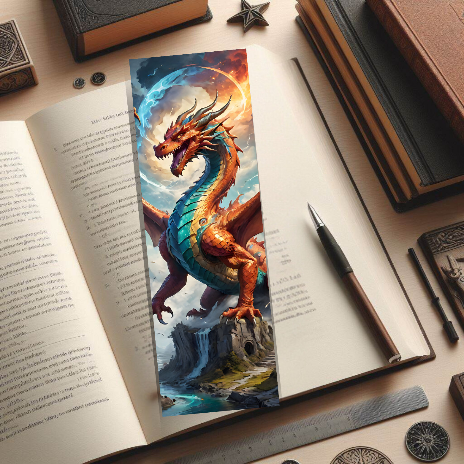 20 Fantasy Dragon Bookmark Designs, Printable Bookmarks Digital ...