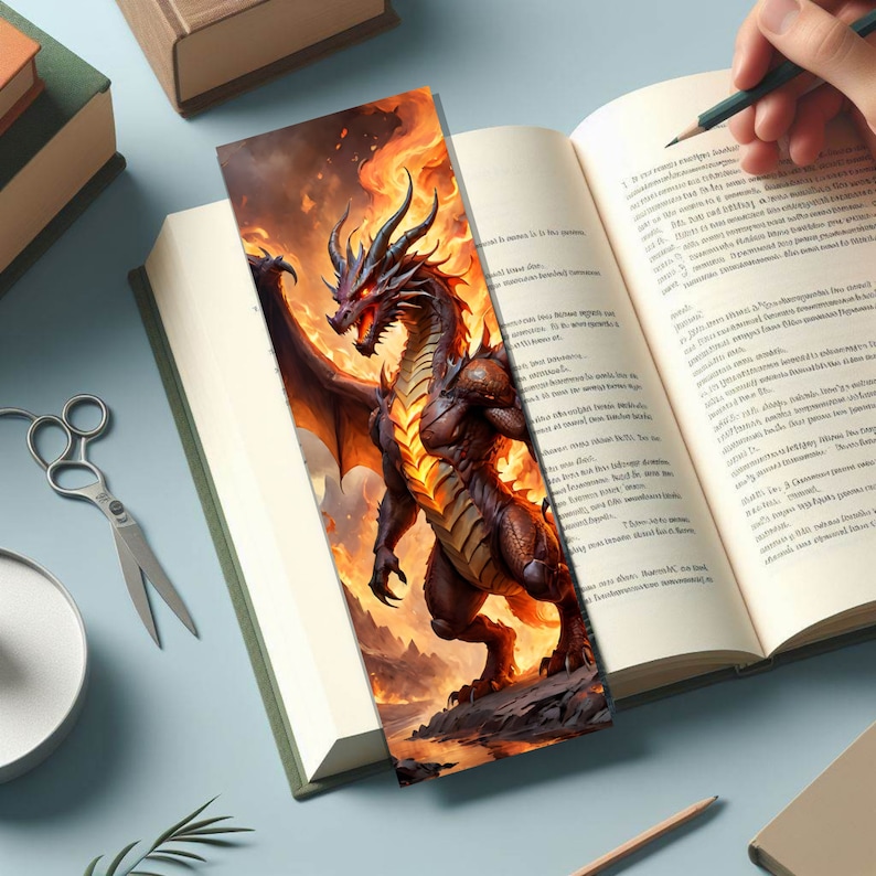 20 Fantasy Dragon Bookmark Designs, Printable Bookmarks Digital ...