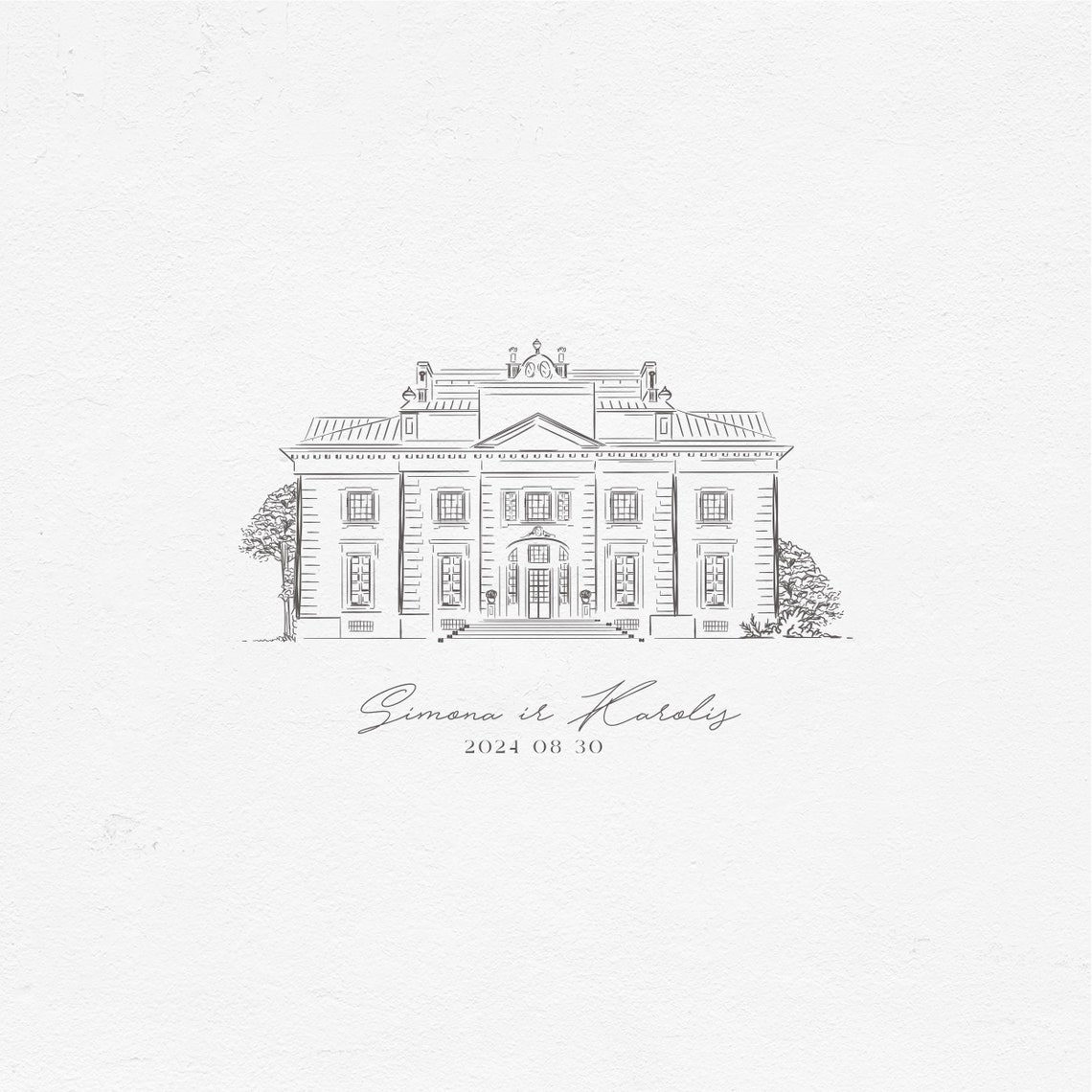 Hand Drawn Venue Illustration, Custom Wedding Venue Sketch, Destination ...