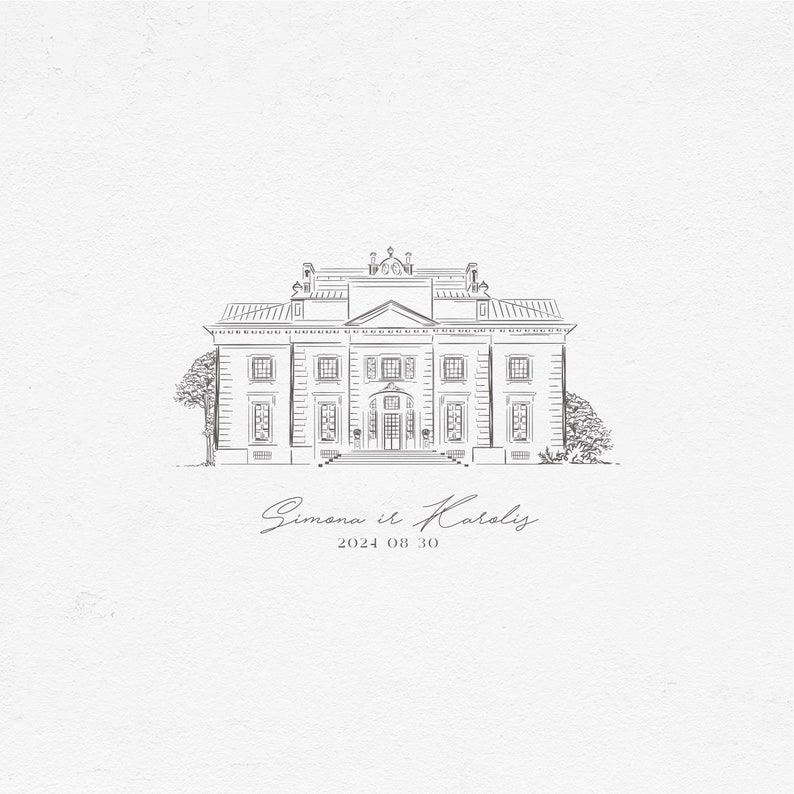 Hand Drawn Venue Illustration, Custom Wedding Venue Sketch, Destination ...