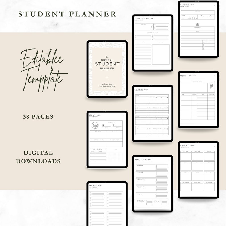 Printable Planner, Printable Student Planner Bundle, Study Planner ...