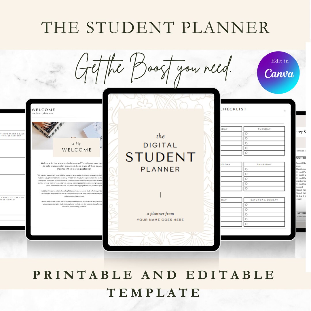 Printable Planner, Printable Student Planner Bundle, Study Planner ...