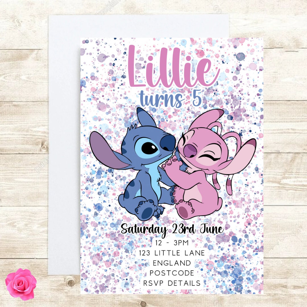 Stitch and Angel Children's Party Invitation 5x7 Inches Bundle Deal - Etsy