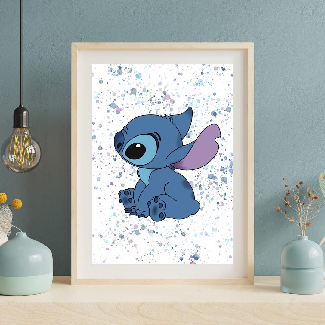 Stitch and Angel Paint Splash Background Wall Art Prints - Etsy UK