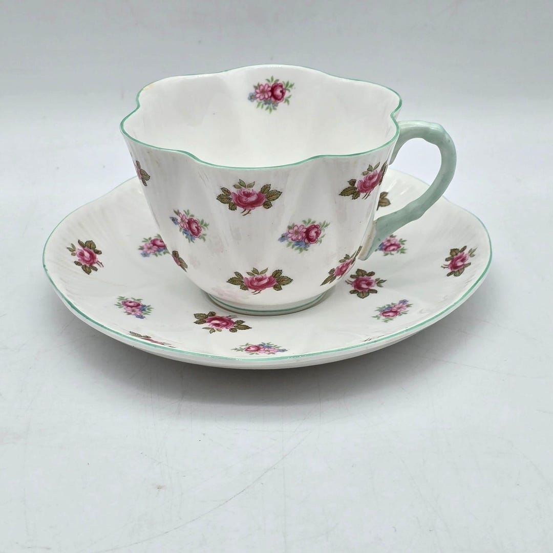 Vintage Shelley Rosebud Fine Bone China Cup & Saucer Set Made in ...