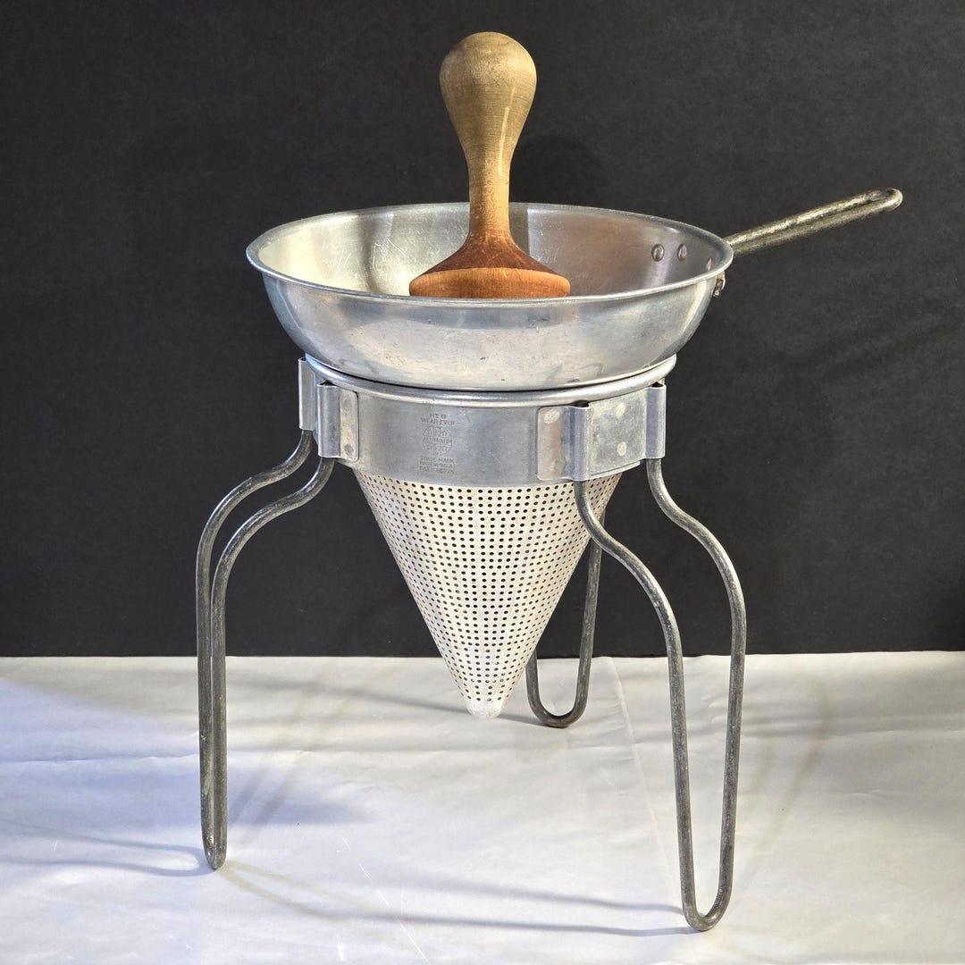 VTG Wearever No 8 Aluminum Rotary Colander Wood Pestle Sieve Strainer ...