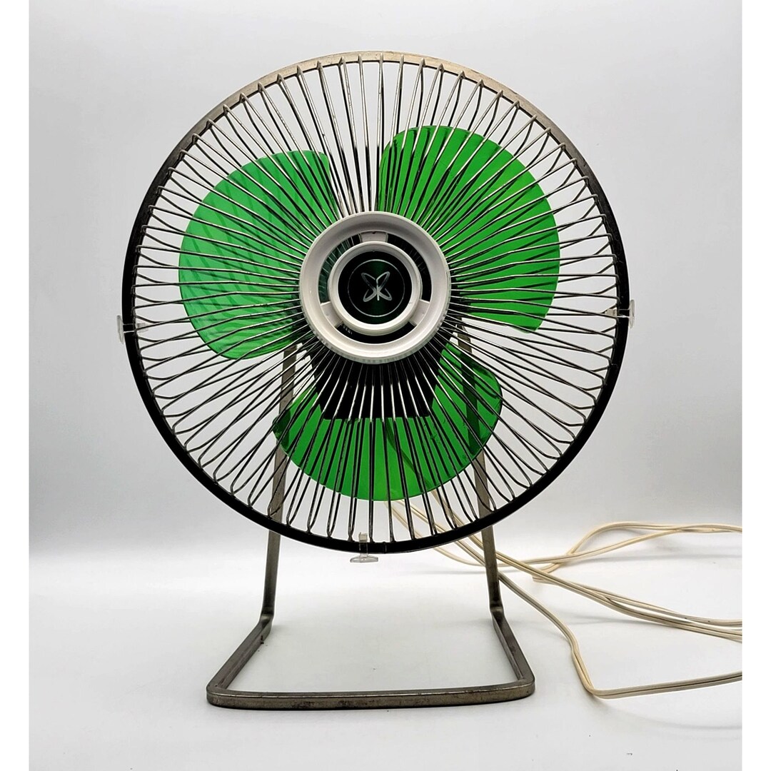 Sears Model 453-81000 VTG Table Top Fan Tiltable Green Blades 3-way ...
