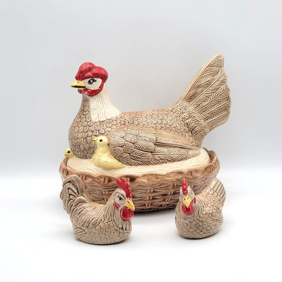VTG Ceramic Studio Pottery 1983 Signed Nesting Chicken Dish/bowl Salt ...