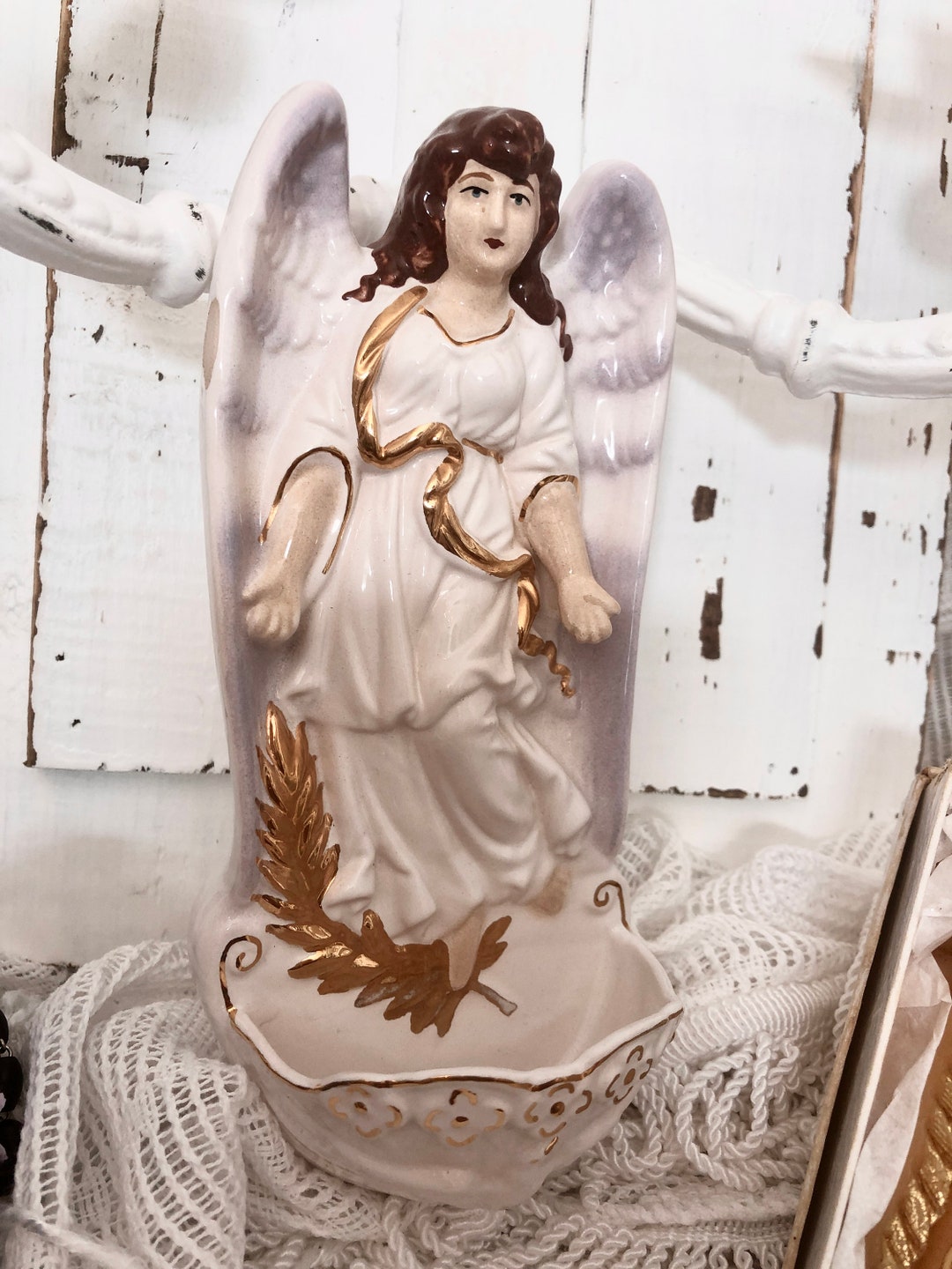 Antique Holy Water Container Angel Made of Porcelain - Etsy