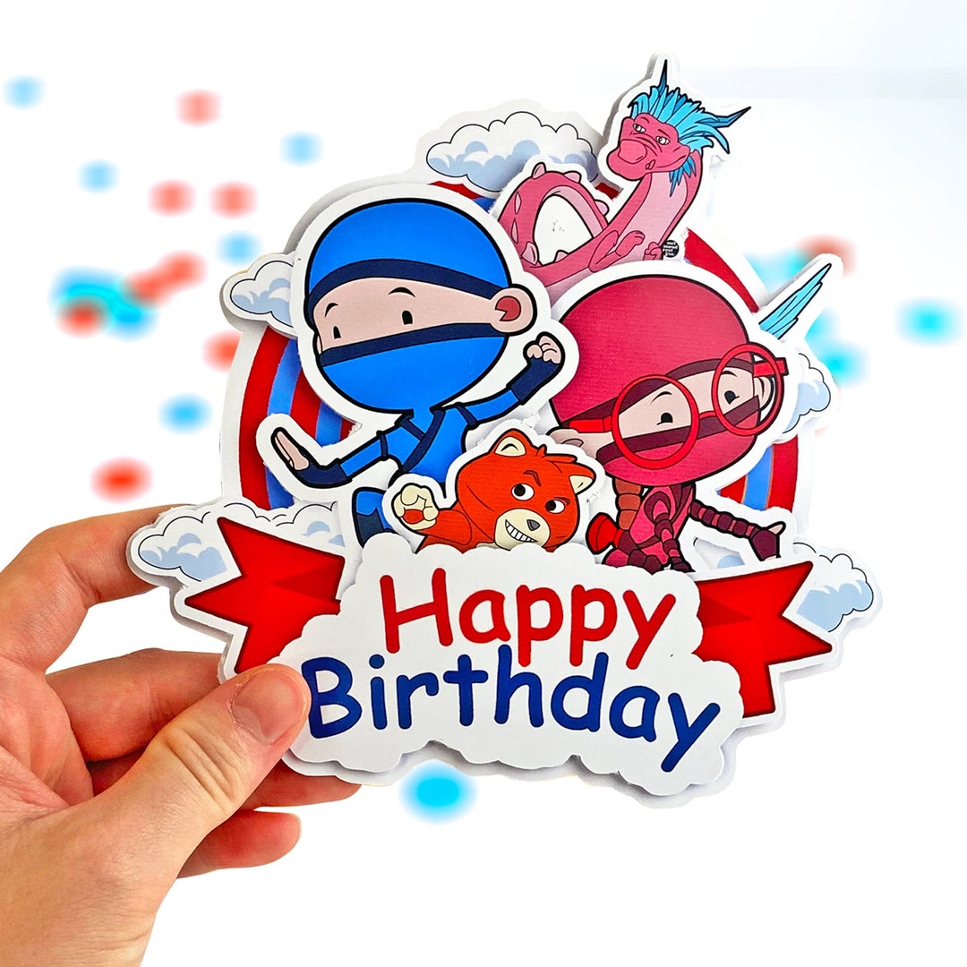 Ninja Cake Topper Hello Birthday Party, Party Supply, Ninja Happy ...