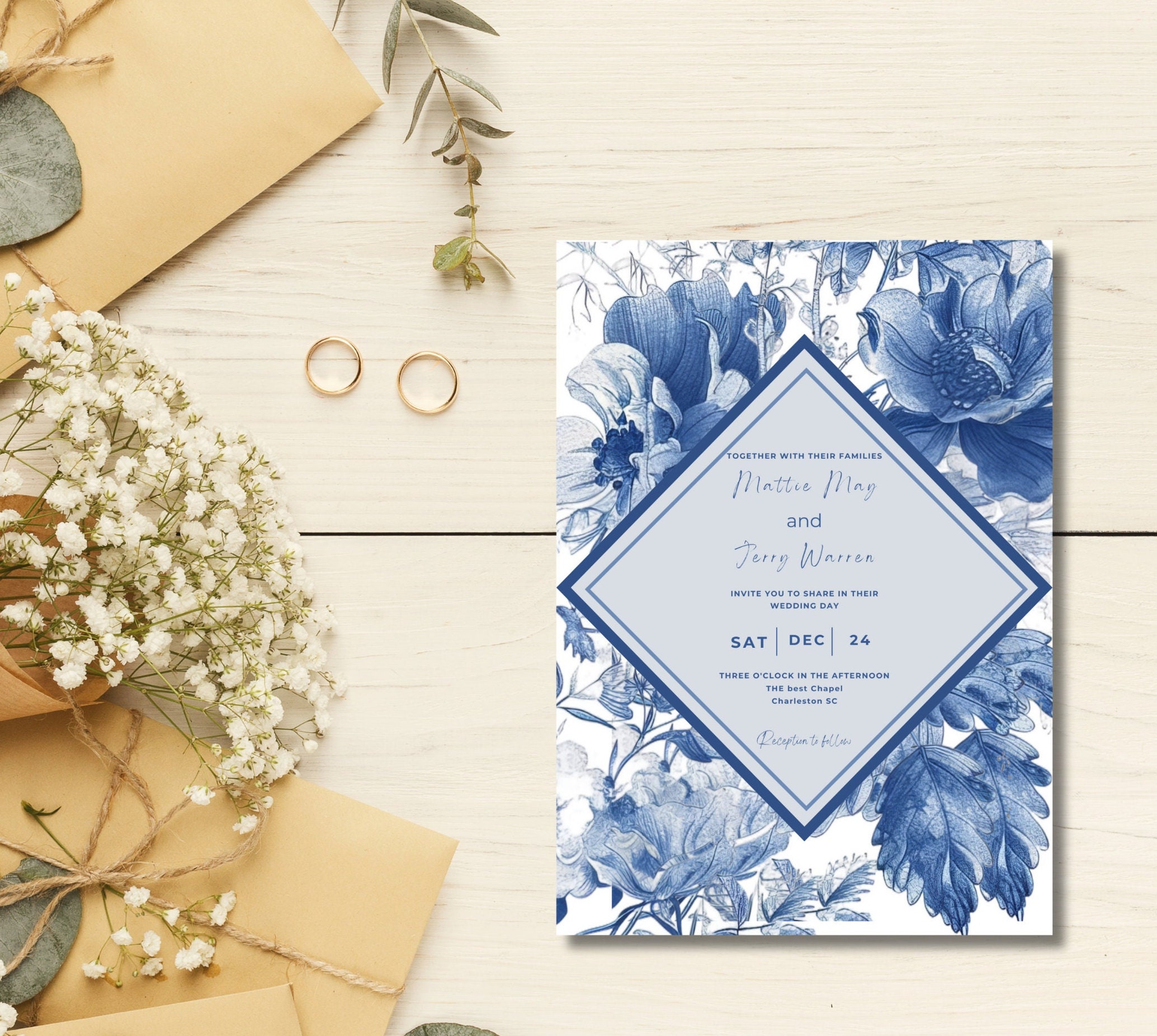 Blue Wedding Invitation Template Download Wedding Invitations Templates ...