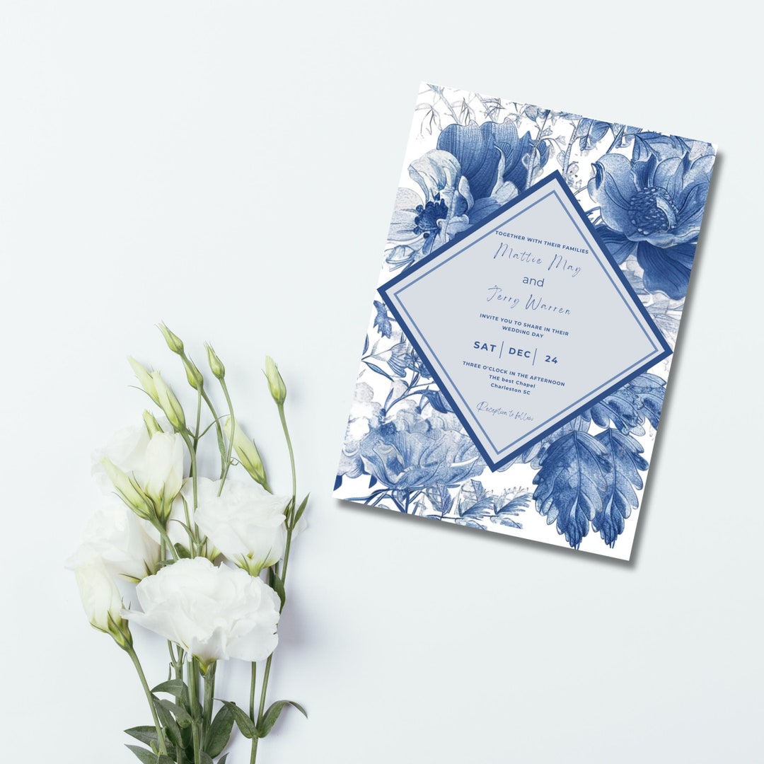 Blue Wedding Invitation Template Download Wedding Invitations Templates ...