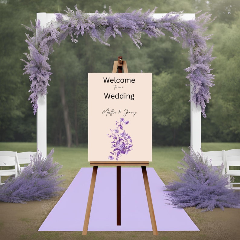 Welcome Sign Tempate Lavender printable Template Floral Welcome Sign ...