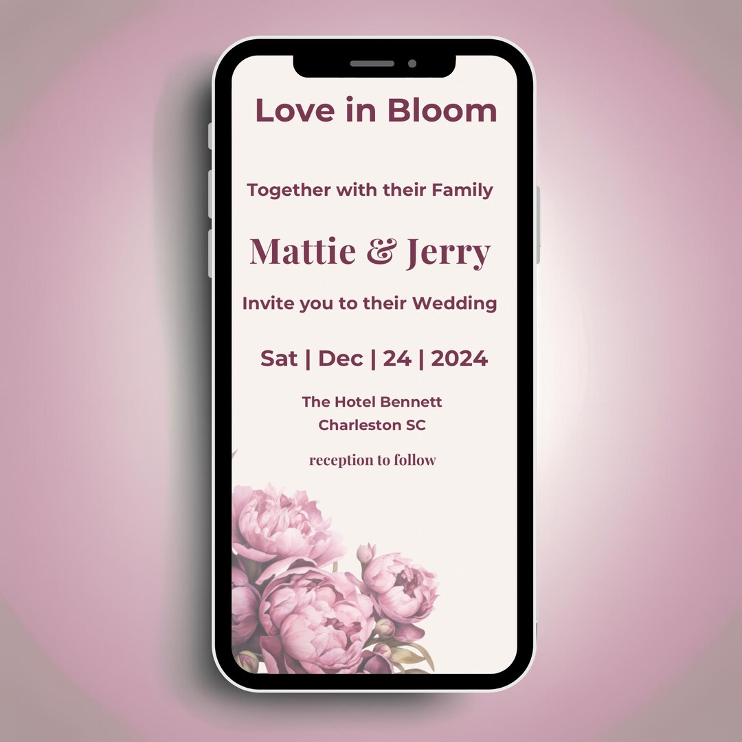 Love in Bloom Wedding Invitation Electronic Love is Bloom Invite Moody Floral Invitation Wedding ...
