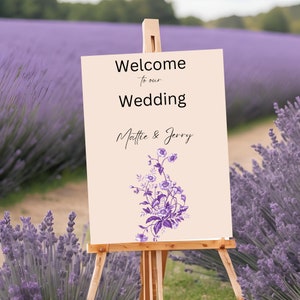 Welcome Sign Tempate Lavender printable Template Floral Welcome Sign ...