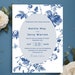 Blue Toile Wedding Invite French Rose Botanical Wedding Invite Dusty ...