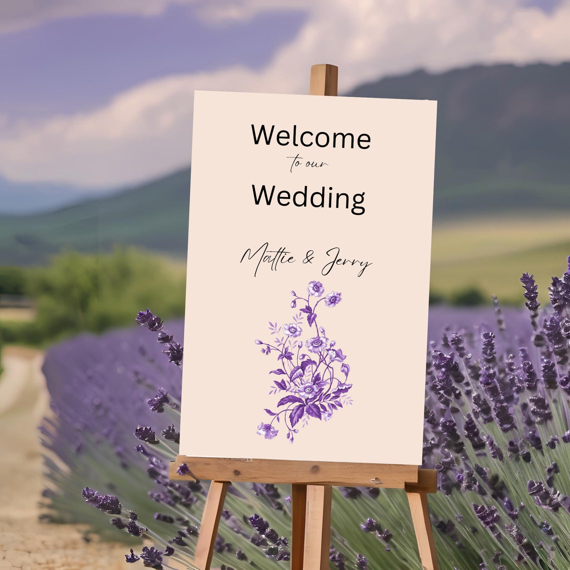 Welcome Sign Tempate Lavender printable Template Floral Welcome Sign ...