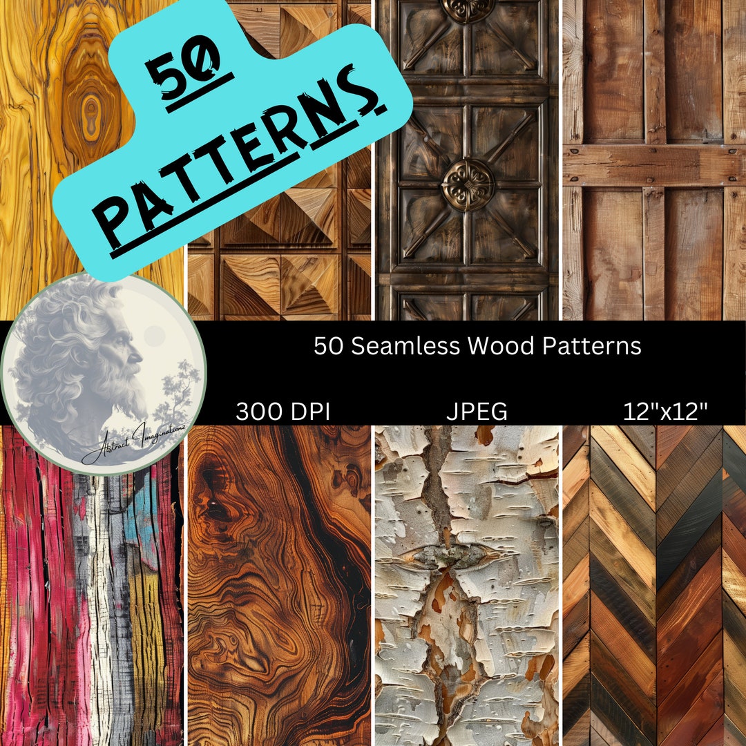 50 Seamless Wood Inspired Digital Paper Design Patterns Commercial Use ...