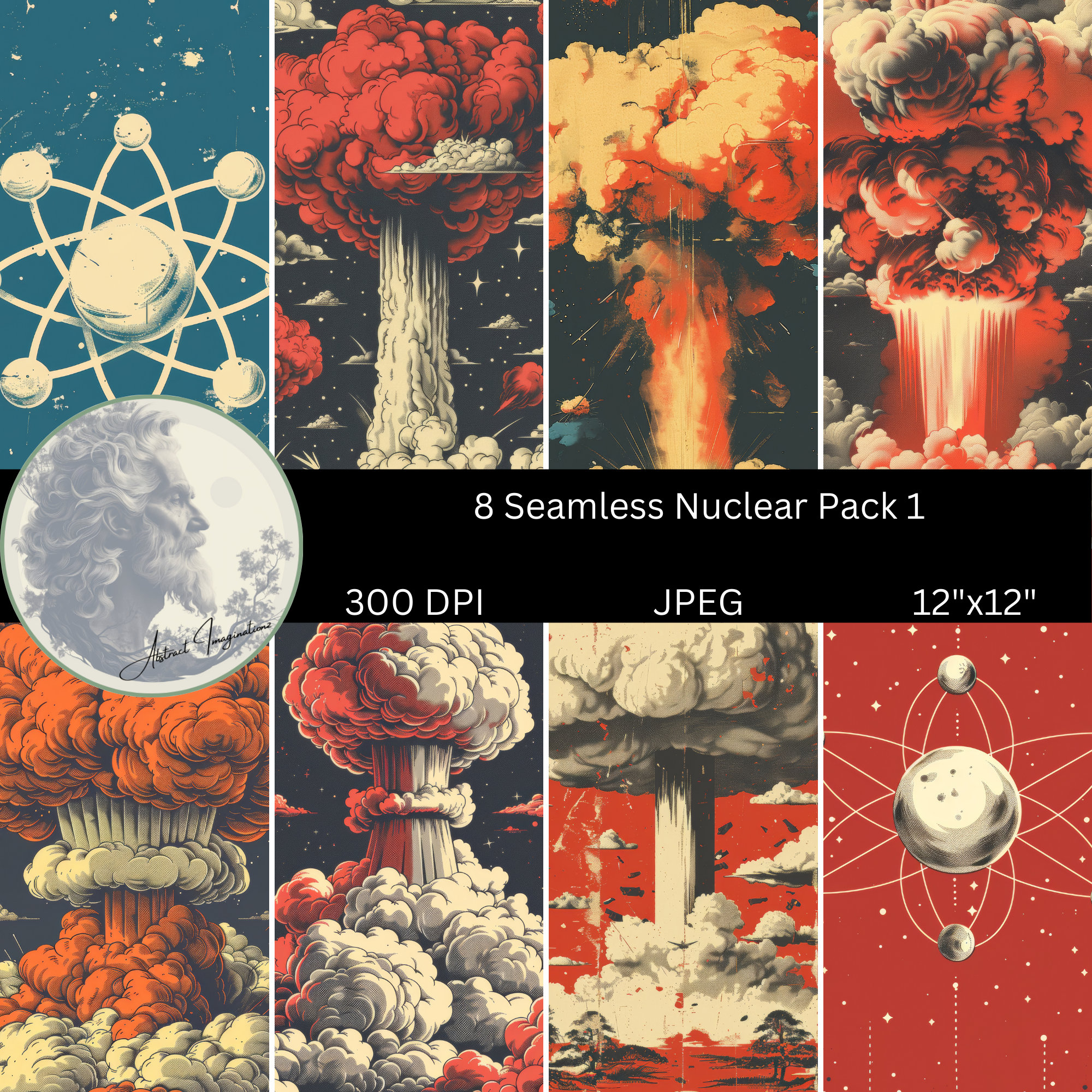 8 Seamless Nuclear Digital Paper Design Patterns Commercial Use Allowed ...