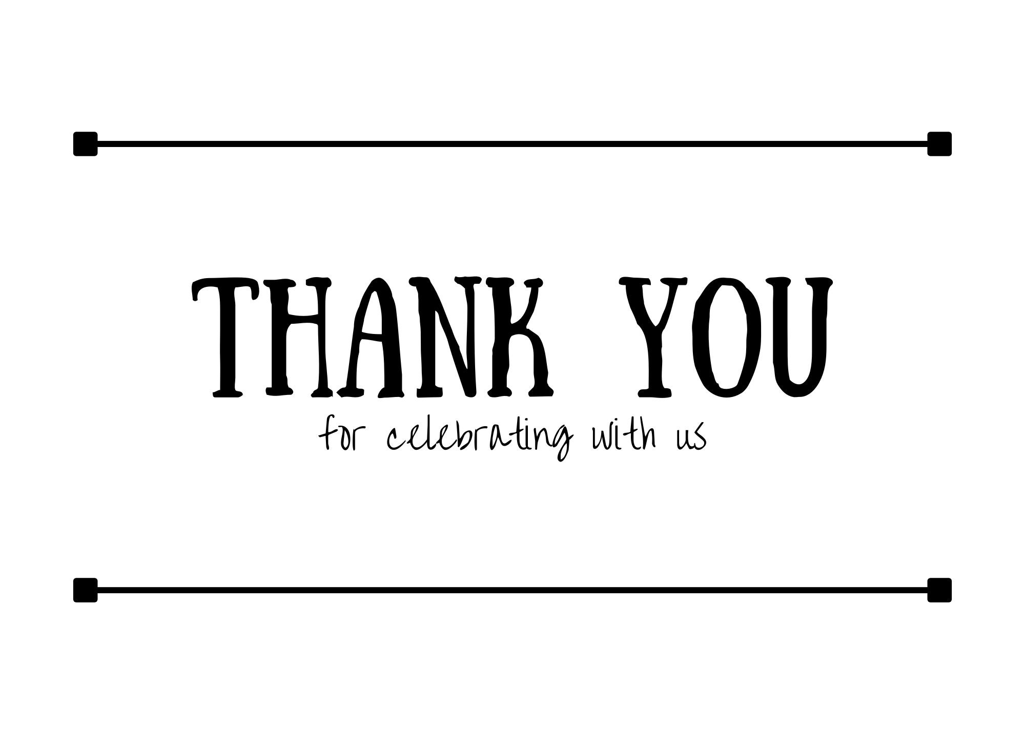 Printable Thank You (for Celebrating With Us) Postcard. Simple. A Note ...