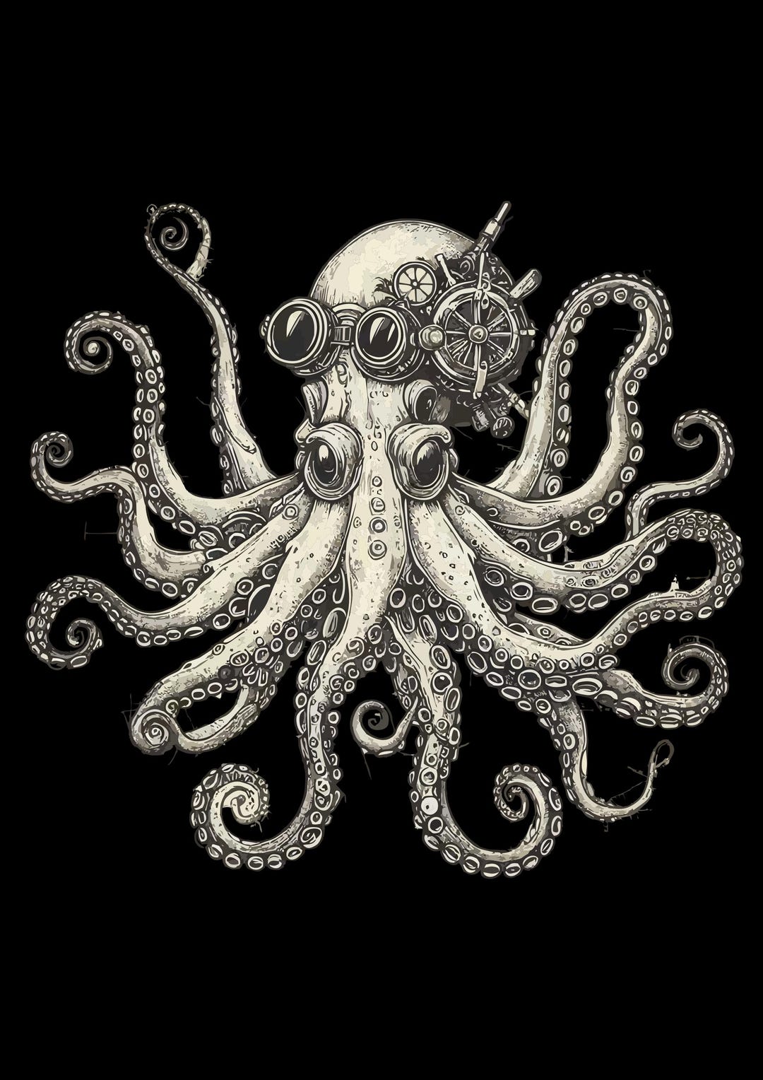 Octopus in Steampunk Style PNG Image - Etsy