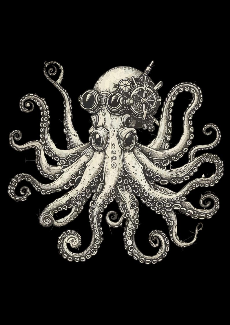 Octopus in Steampunk Style PNG Image - Etsy