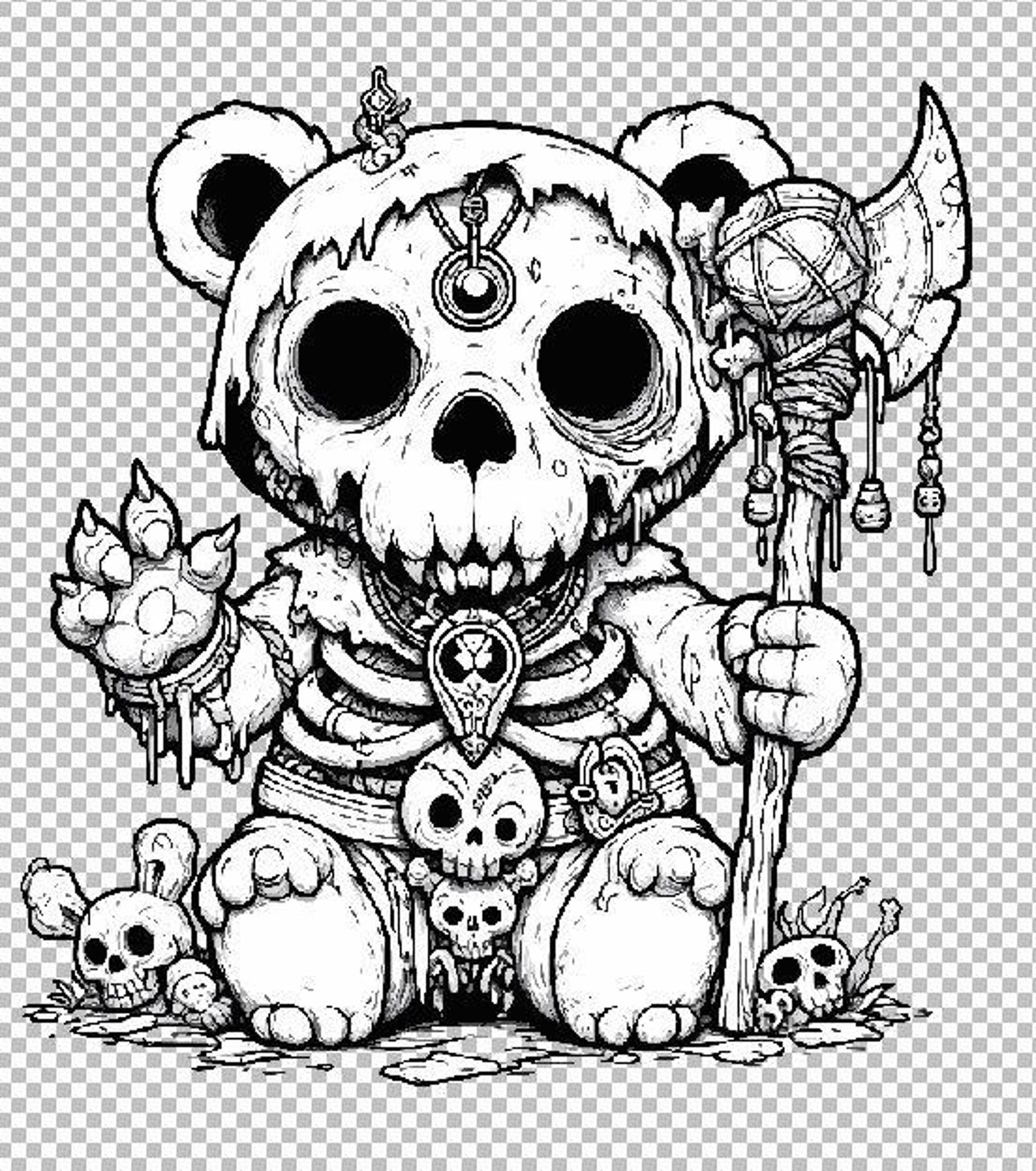 Bundle of Zombie Bear PNG Image + Vector Source File - Etsy