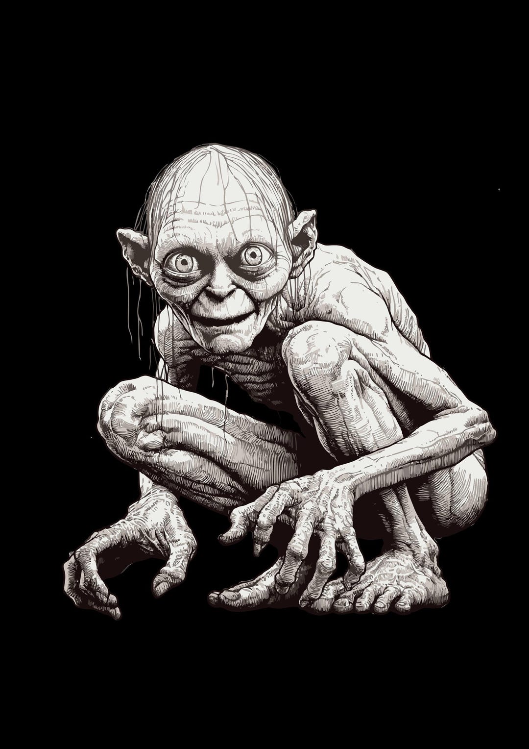 Bundle of Gollum PNG Image + Vector Source File - Etsy