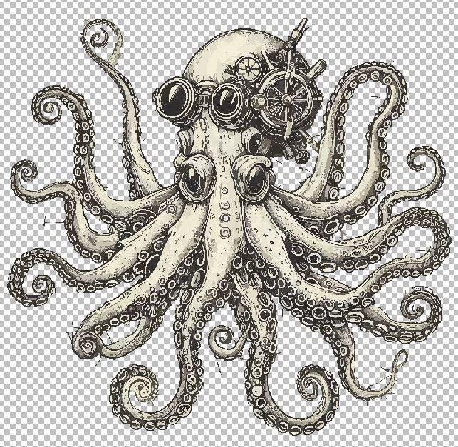 Octopus in Steampunk Style PNG Image - Etsy