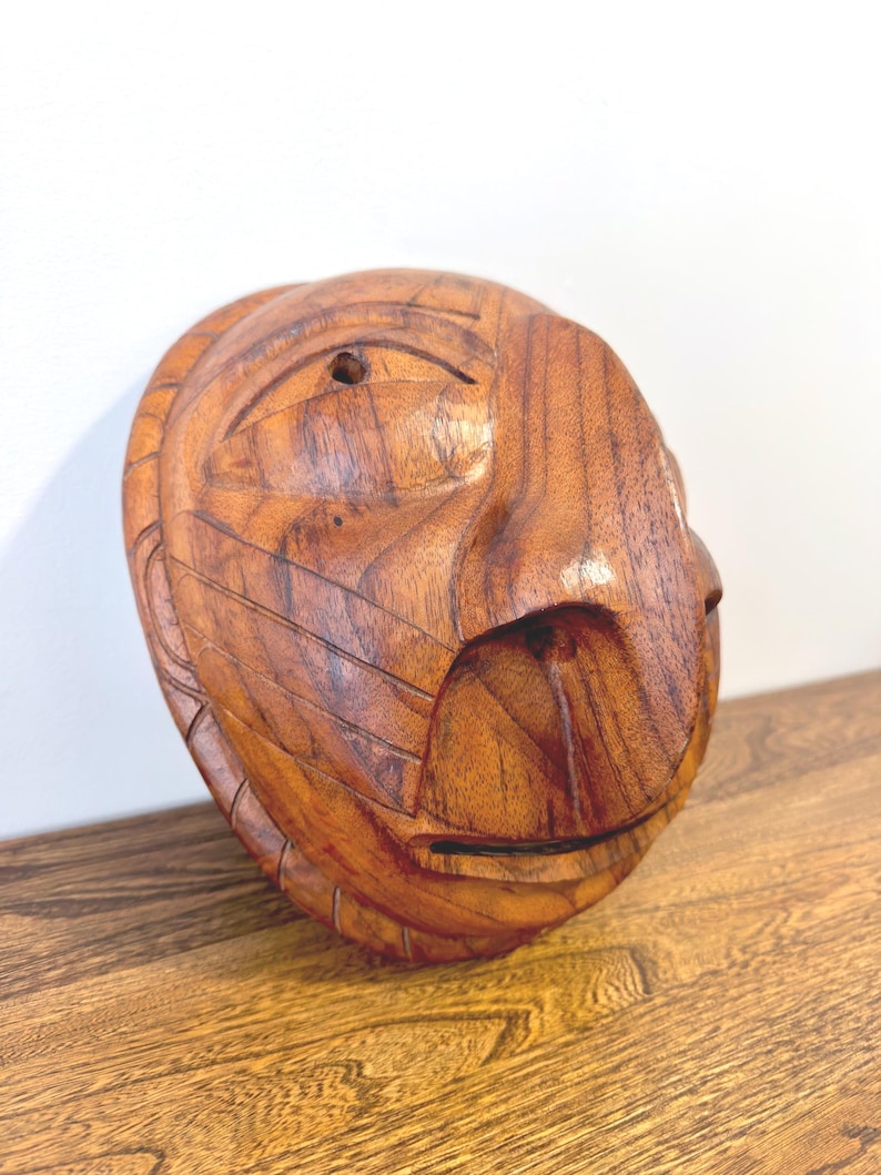 Vintage Fool Dancer Carved Wood Mask Sculpture, Signed Freddie ...