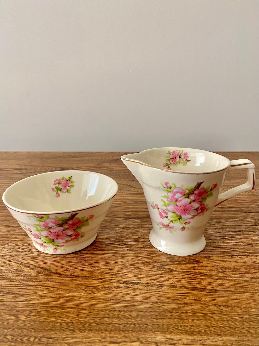 Vintage H&K Tunstall Creamer and Sugar Set, England, #1840, Art Deco ...