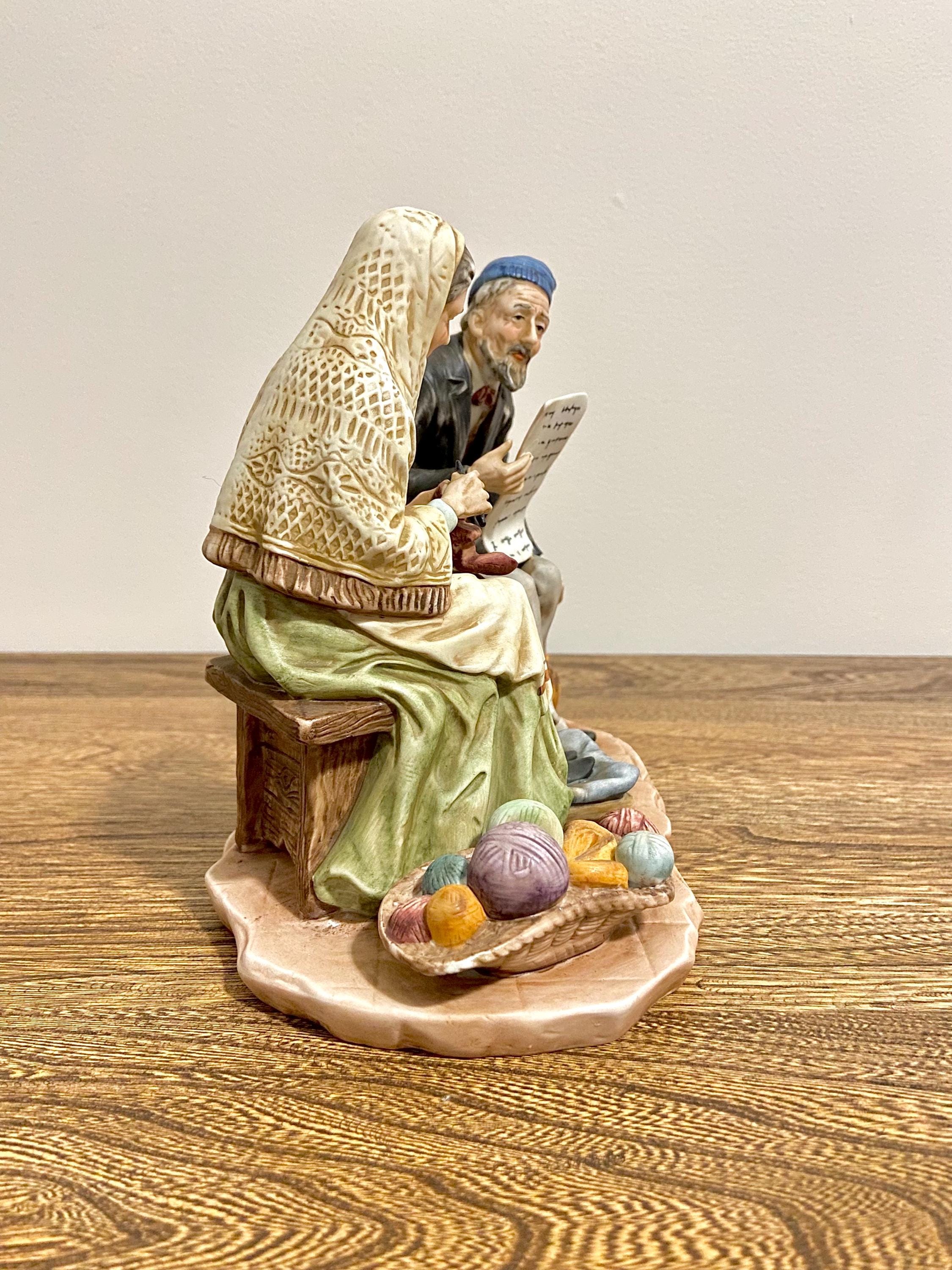 Vintage Capodimonte Pucci Sculpture - Elderly Couple Reading and ...