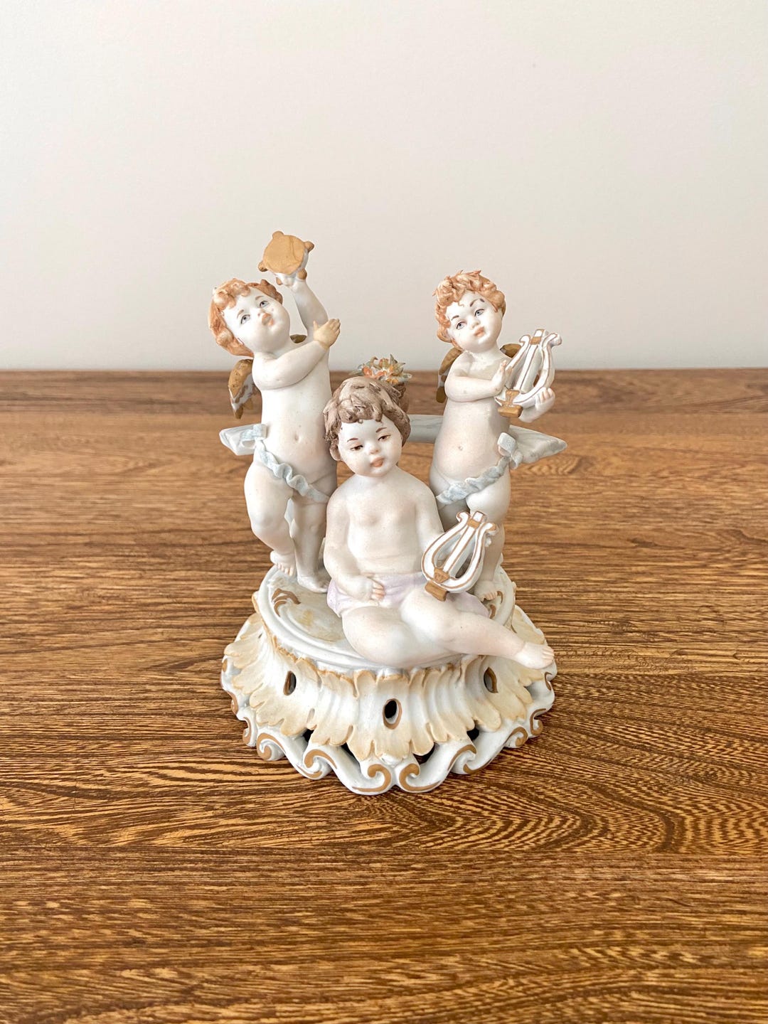Vintage Capodimonte Cherubs Figurine, Italian Porcelain Putti Musicians ...