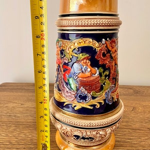 Large Vintage Hand Painted German Beer Stein Pitcher GERZ 1.5L ...