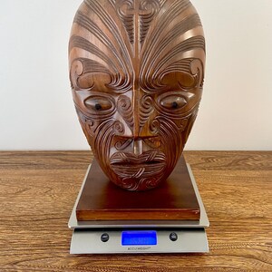 Large Vintage Maori Upoko Whakairo Carved Head on Stand - Ta Moko Wood ...