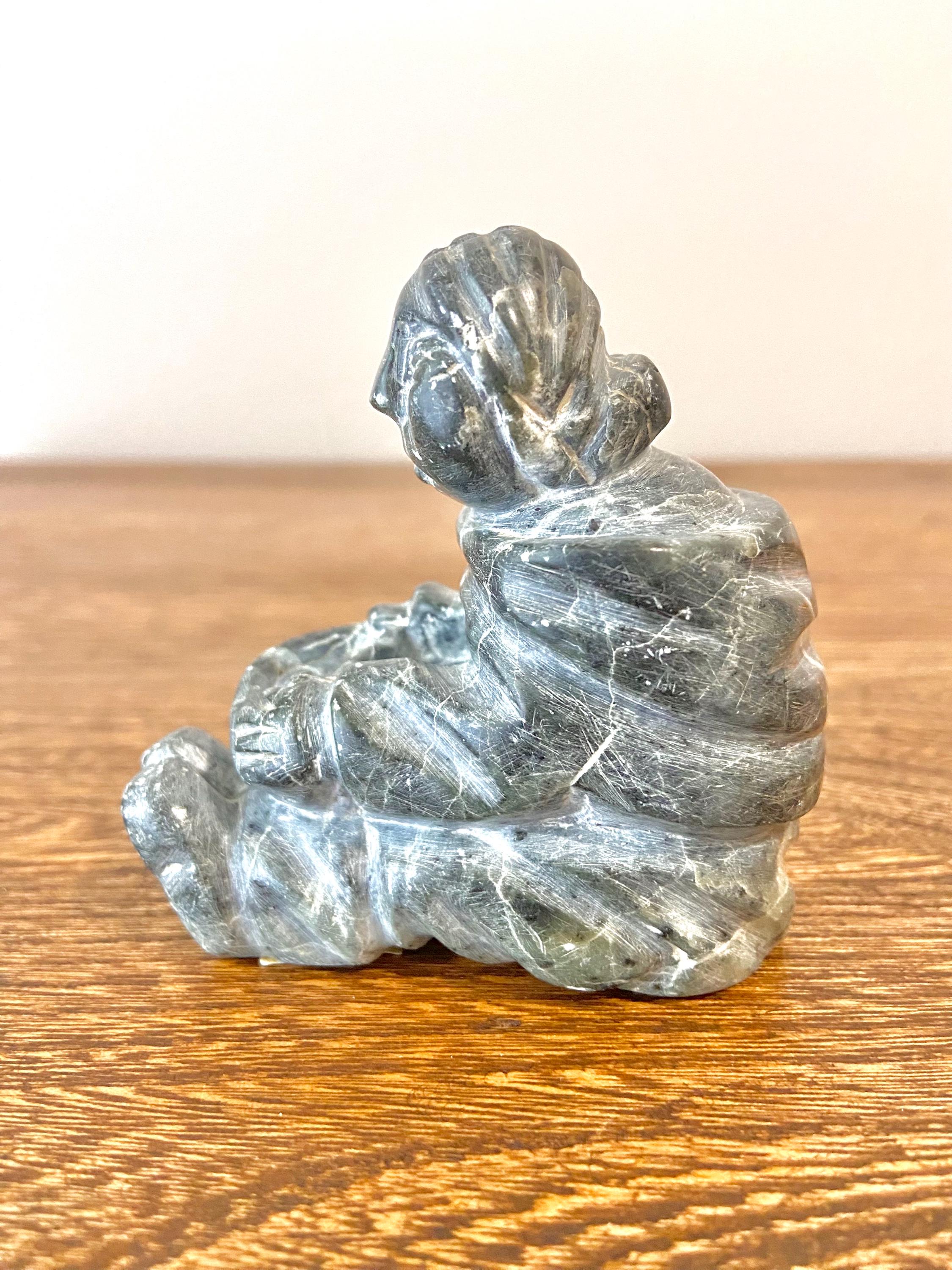 Hand Carved Inuit Soapstone Sculpture - Signed Eskimo Statue, Figurine ...