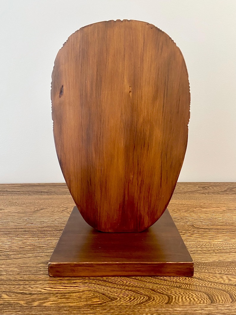 Large Vintage Maori Upoko Whakairo Carved Head on Stand - Ta Moko Wood ...