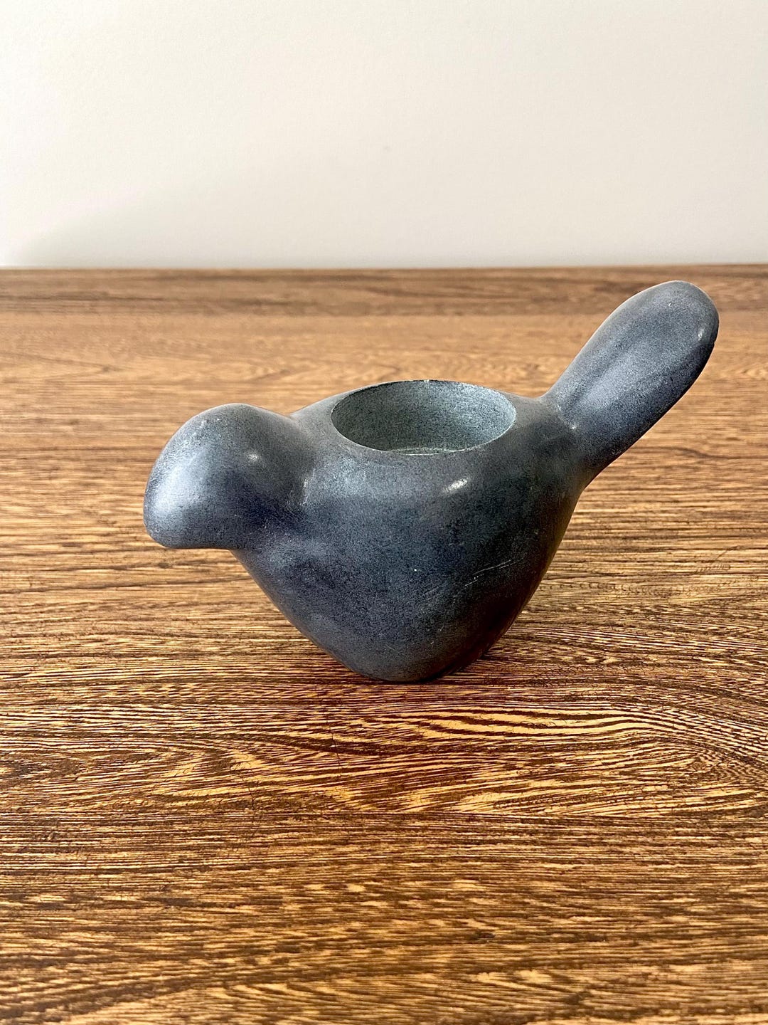 Vintage Carved Stone Bird Candle Holder, 5" Sculptural Tea Light Holder ...