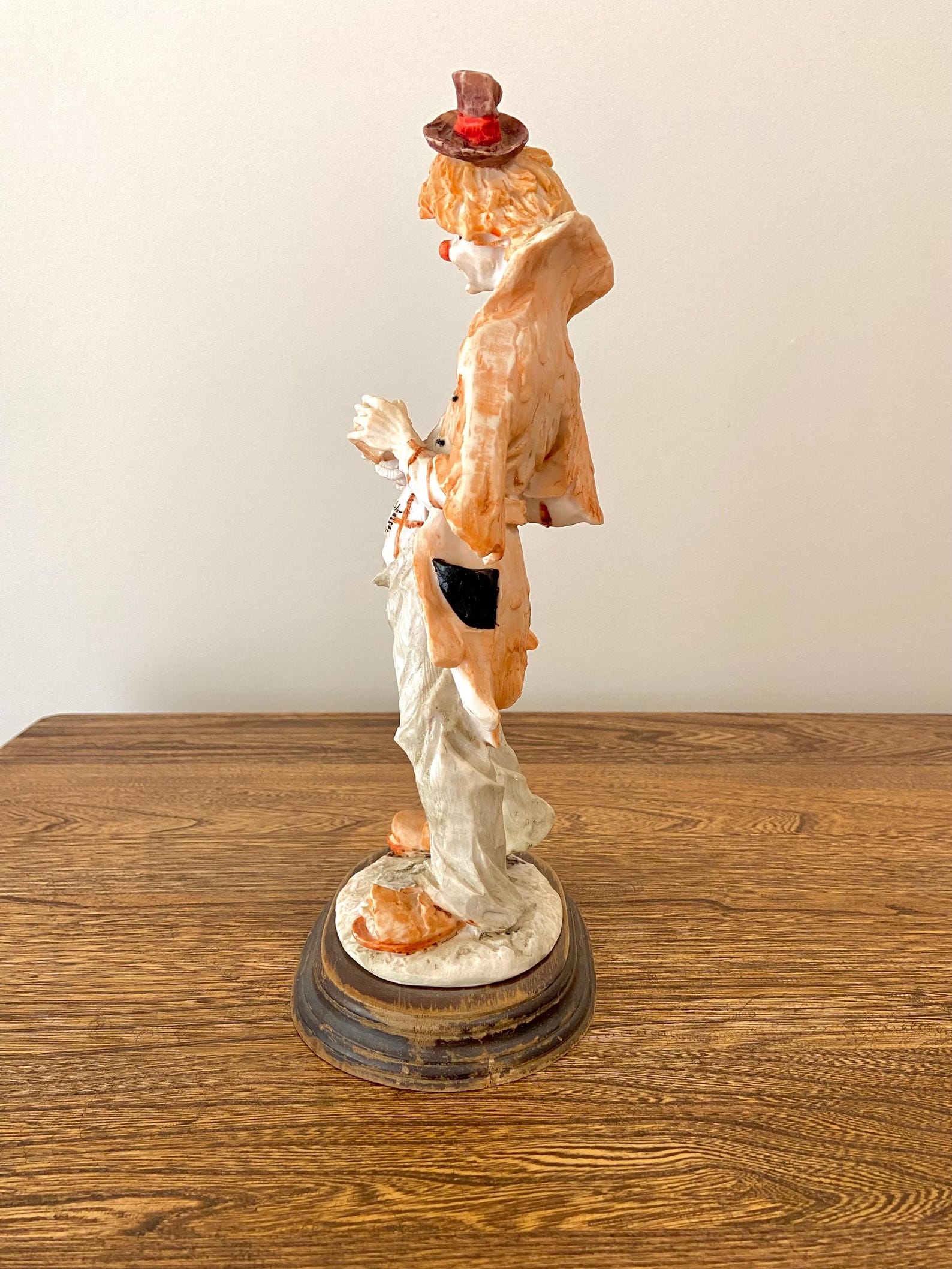 Vintage Clown Figurine - Collectible Accordion Playing Clown on Wooden ...