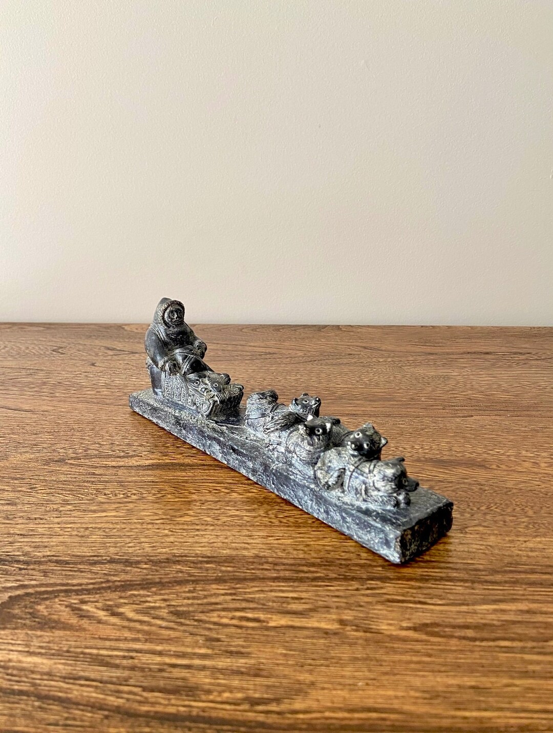Vintage A Wolf Original Inuit Soapstone Dogsled Carving, Hand Made in ...