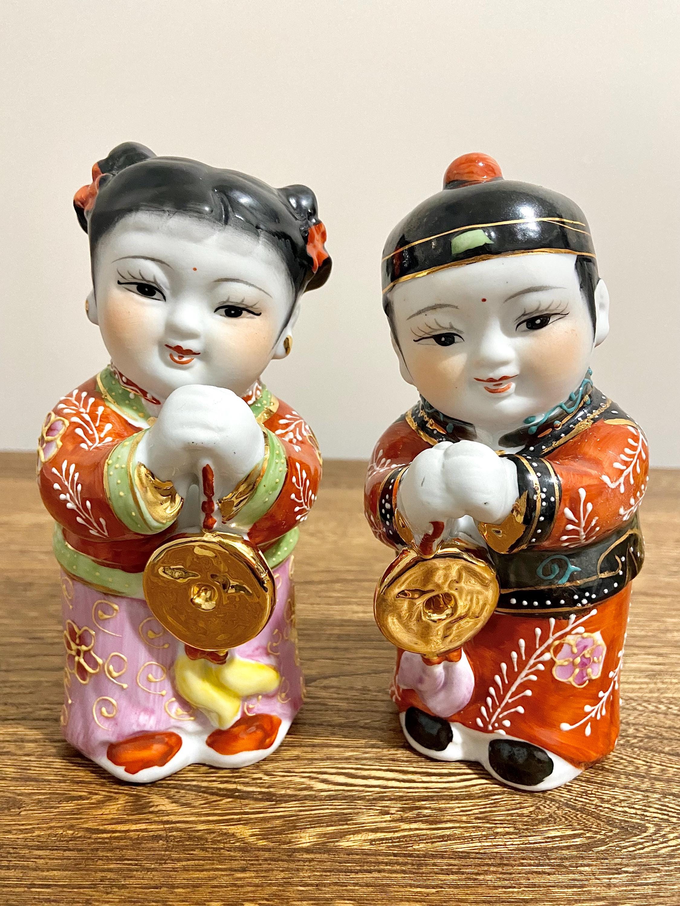 Rare Vintage Chinese Jintong (golden Boy) and Yunu (jade Girl ...